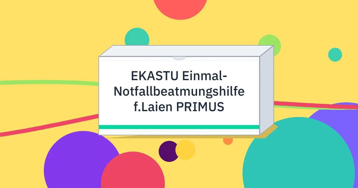 Symbolbild: Packung mit der Aufschrift EKASTU Einmal-Notfallbeatmungshilfe f.Laien PRIMUS (PZN 16503542) – Verfügbarkeit und Bezug in Apotheken in Frankfurt am Main