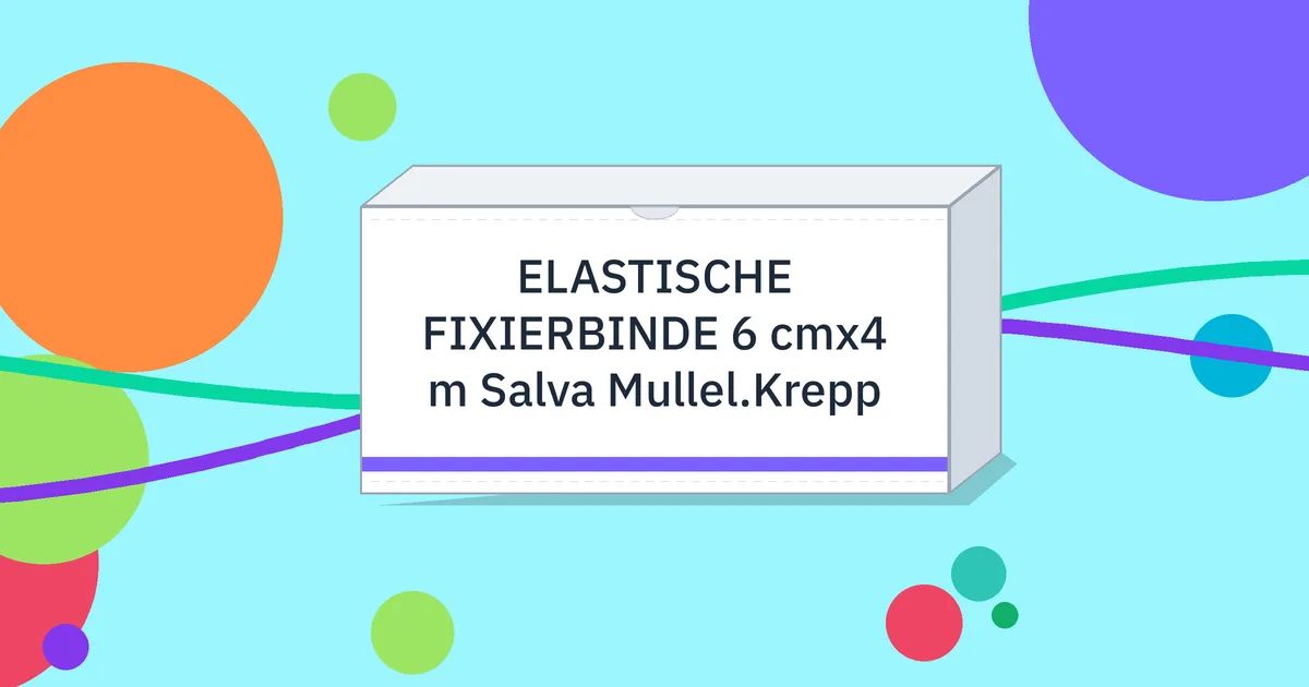 Symbolbild: Packung mit der Aufschrift ELASTISCHE FIXIERBINDE 6 cmx4 m Salva Mullel.Krepp (PZN 17151967) – Verfügbarkeit und Bezug in Apotheken in Frankfurt am Main