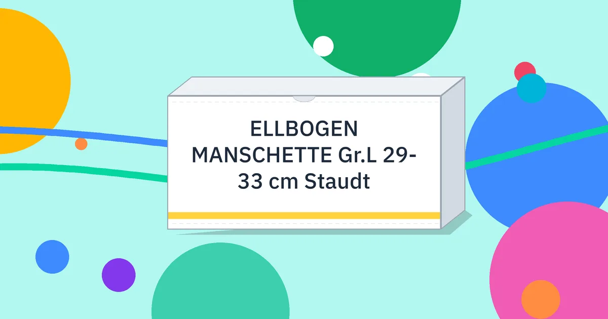 Symbolbild: Packung mit der Aufschrift ELLBOGEN MANSCHETTE Gr.L 29-33 cm Staudt (PZN 11152753) – Verfügbarkeit und Bezug in Apotheken in Frankfurt am Main