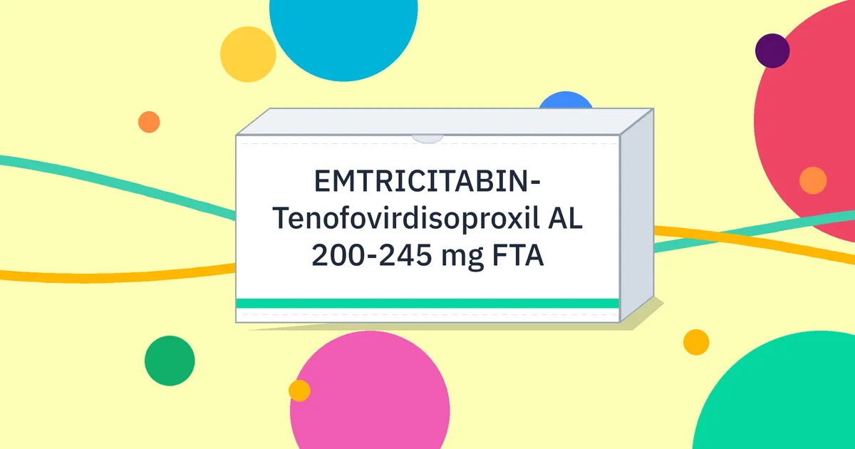Symbolbild: Packung mit der Aufschrift EMTRICITABIN-Tenofovirdisoproxil AL 200-245 mg FTA (PZN 12639322) – Verfügbarkeit und Bezug in Apotheken in Frankfurt am Main