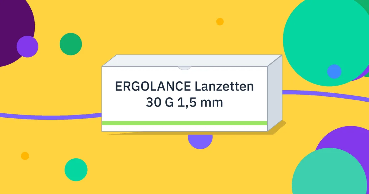 Symbolbild: Packung mit der Aufschrift ERGOLANCE Lanzetten 30 G 1,5 mm (PZN 13900751) – Verfügbarkeit und Bezug in Apotheken in Frankfurt am Main
