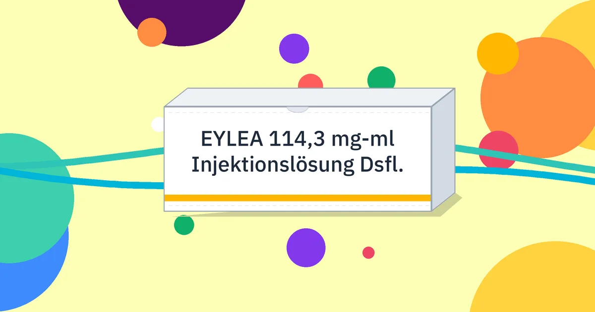 Symbolbild: Packung mit der Aufschrift EYLEA 114,3 mg-ml Injektionslösung Dsfl. (PZN 19809170) – Verfügbarkeit und Bezug in Apotheken in Frankfurt am Main