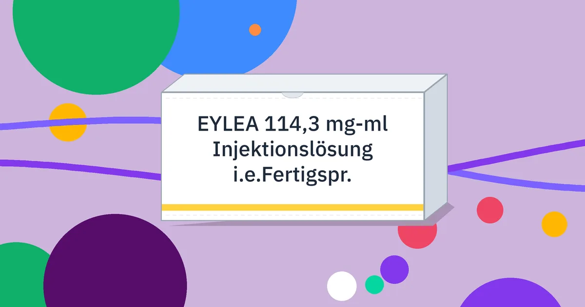 Symbolbild: Packung mit der Aufschrift EYLEA 114,3 mg-ml Injektionslösung i.e.Fertigspr. (PZN 19963675) – Verfügbarkeit und Bezug in Apotheken in Frankfurt am Main