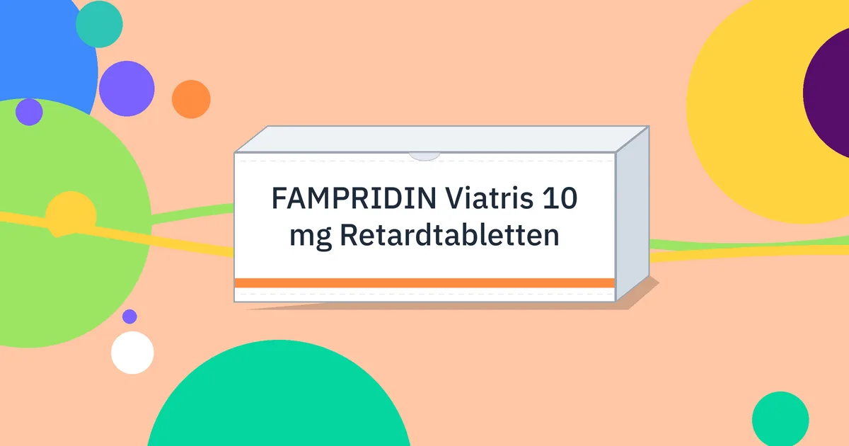 Symbolbild: Packung mit der Aufschrift FAMPRIDIN Viatris 10 mg Retardtabletten (PZN 20102501) – Verfügbarkeit und Bezug in Apotheken in Frankfurt am Main