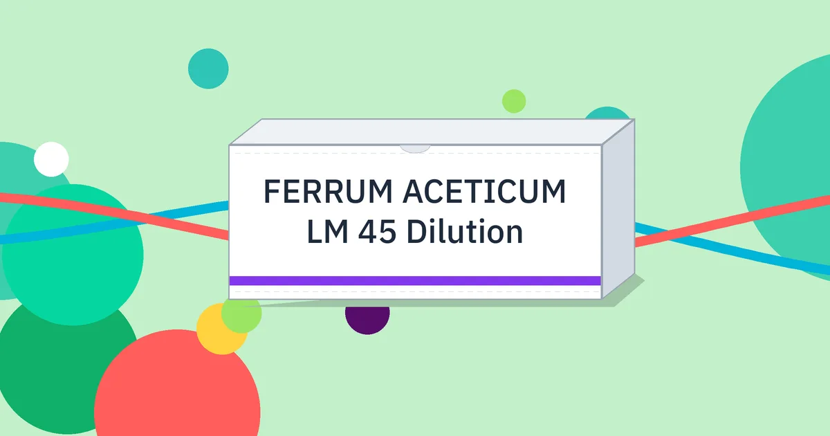 Symbolbild: Packung mit der Aufschrift FERRUM ACETICUM LM 45 Dilution (PZN 13488569) – Verfügbarkeit und Bezug in Apotheken in Frankfurt am Main