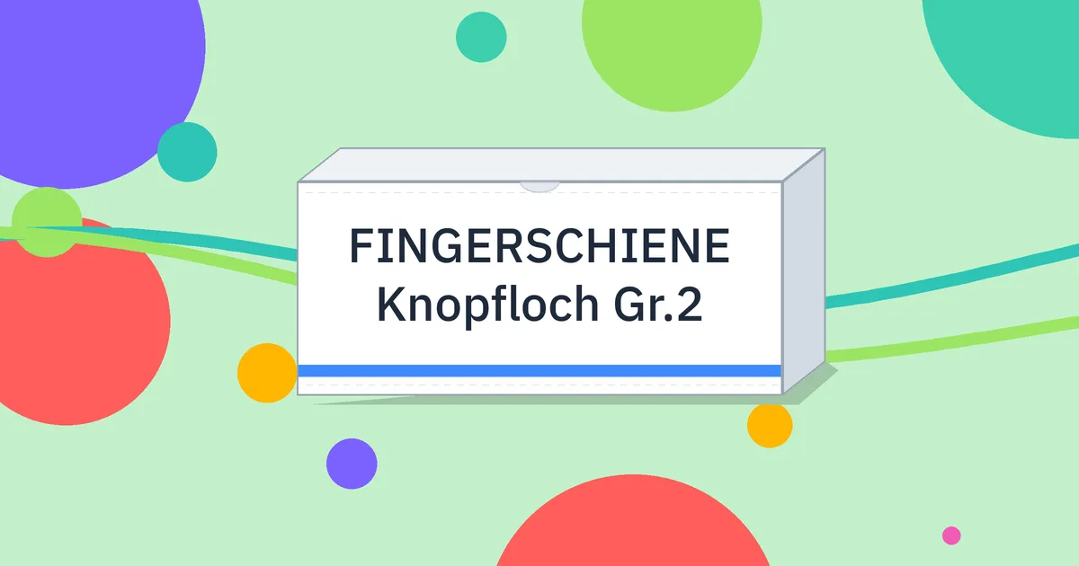 Symbolbild: Packung mit der Aufschrift FINGERSCHIENE Knopfloch Gr.2 (PZN 00638441) – Verfügbarkeit und Bezug in Apotheken in Frankfurt am Main
