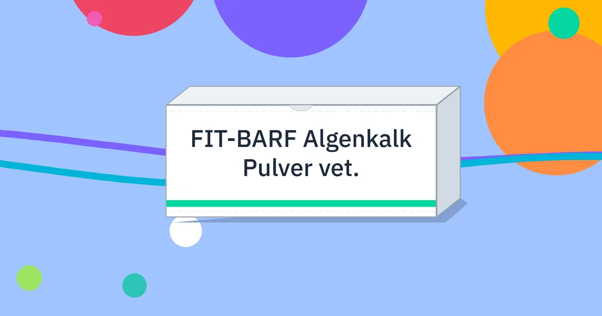 Symbolbild: Packung mit der Aufschrift FIT-BARF Algenkalk Pulver vet. (PZN 04710023) – Verfügbarkeit und Bezug in Apotheken in Frankfurt am Main