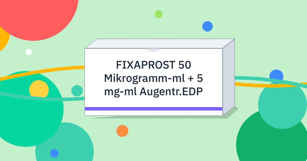 Symbolbild: Packung mit der Aufschrift FIXAPROST 50 Mikrogramm-ml + 5 mg-ml Augentr.EDP (PZN 14330787) – Verfügbarkeit und Bezug in Apotheken in Frankfurt am Main