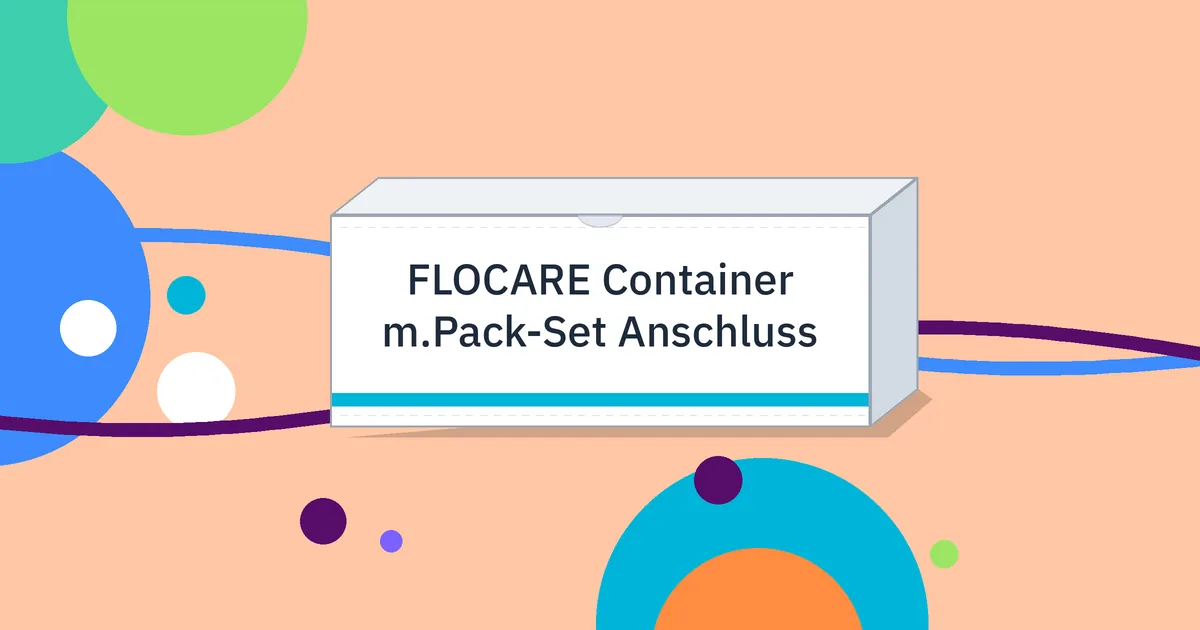 Symbolbild: Packung mit der Aufschrift FLOCARE Container m.Pack-Set Anschluss (PZN 08444222) – Verfügbarkeit und Bezug in Apotheken in Frankfurt am Main