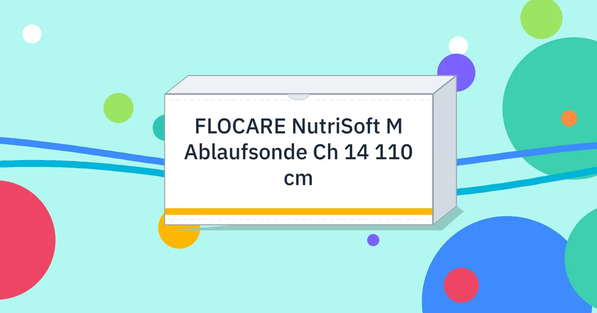 Symbolbild: Packung mit der Aufschrift FLOCARE NutriSoft M Ablaufsonde Ch 14 110 cm (PZN 14132917) – Verfügbarkeit und Bezug in Apotheken in Frankfurt am Main