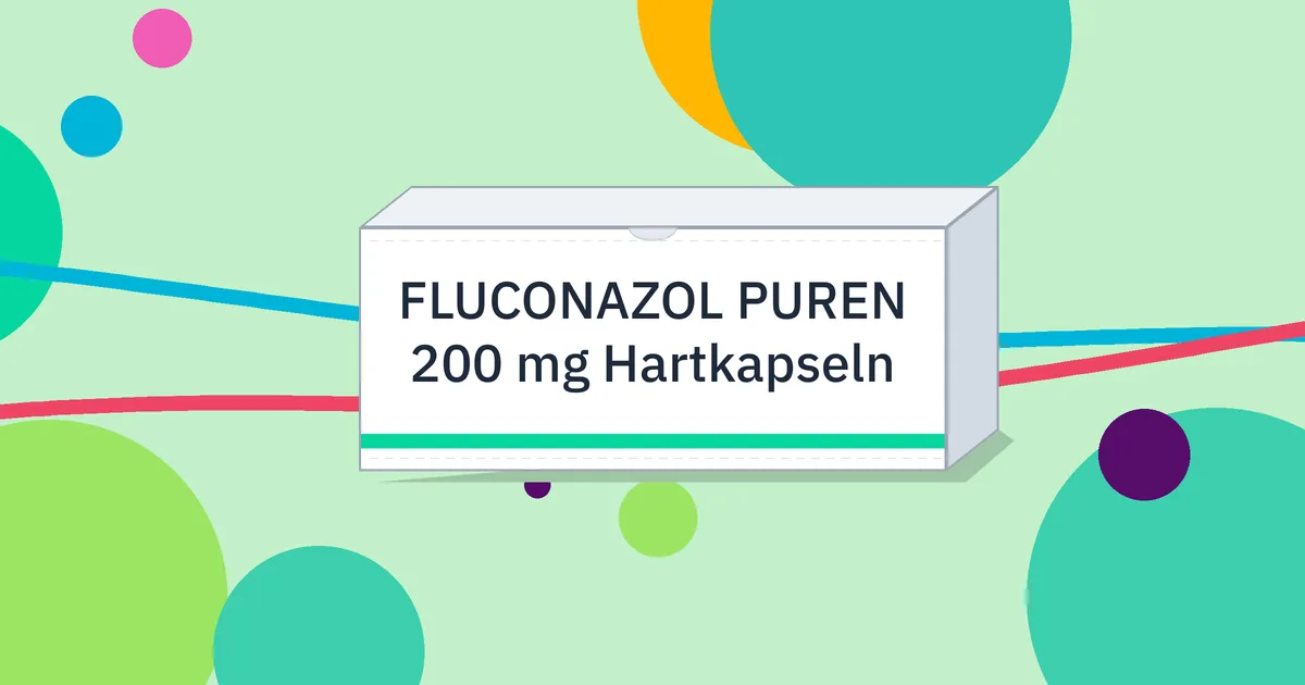 Symbolbild: Packung mit der Aufschrift FLUCONAZOL PUREN 200 mg Hartkapseln (PZN 20393160) – Verfügbarkeit und Bezug in Apotheken in Frankfurt am Main