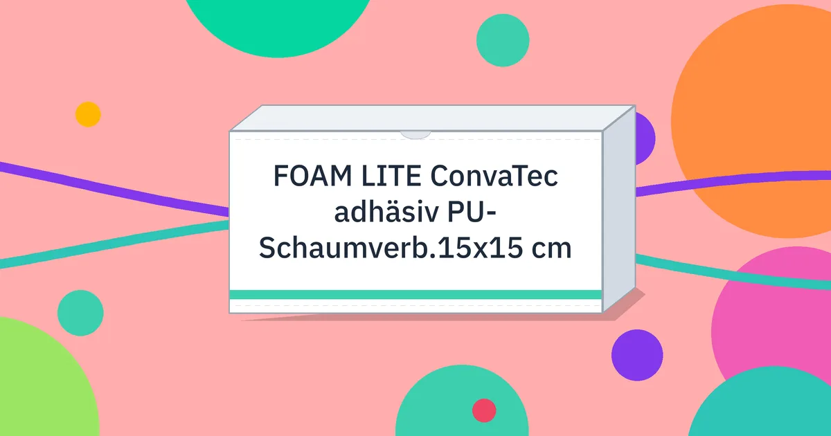 Symbolbild: Packung mit der Aufschrift FOAM LITE ConvaTec adhäsiv PU-Schaumverb.15x15 cm (PZN 12358965) – Verfügbarkeit und Bezug in Apotheken in Frankfurt am Main
