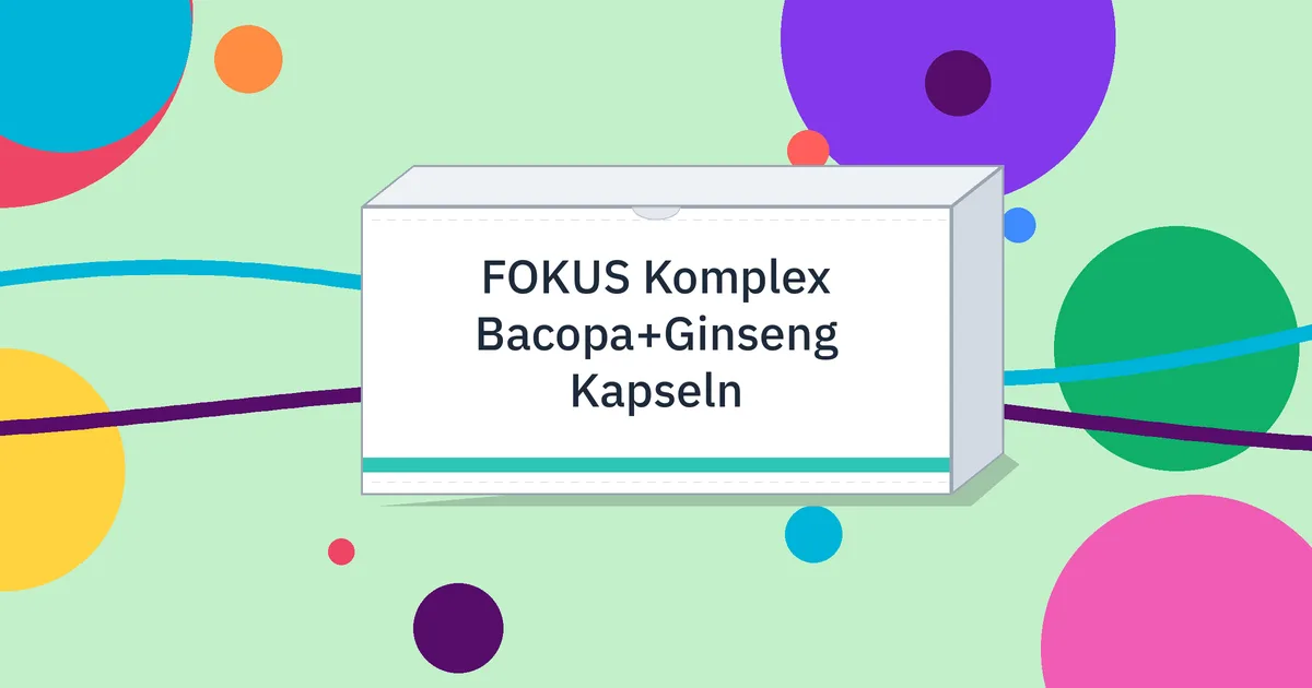 Symbolbild: Packung mit der Aufschrift FOKUS Komplex Bacopa+Ginseng Kapseln (PZN 19899339) – Verfügbarkeit und Bezug in Apotheken in Frankfurt am Main