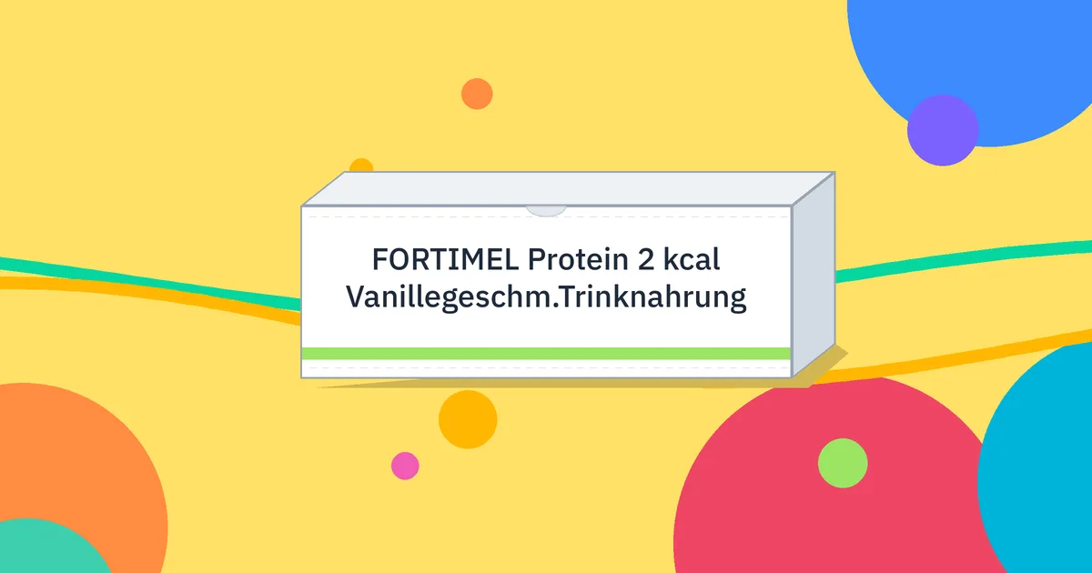 Symbolbild: Packung mit der Aufschrift FORTIMEL Protein 2 kcal Vanillegeschm.Trinknahrung (PZN 19350613) – Verfügbarkeit und Bezug in Apotheken in Frankfurt am Main
