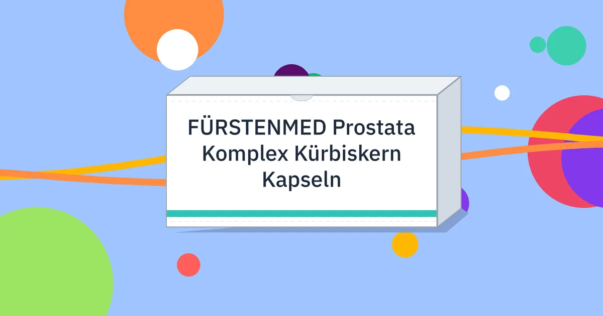 Symbolbild: Packung mit der Aufschrift FÜRSTENMED Prostata Komplex Kürbiskern Kapseln (PZN 16044755) – Verfügbarkeit und Bezug in Apotheken in Frankfurt am Main