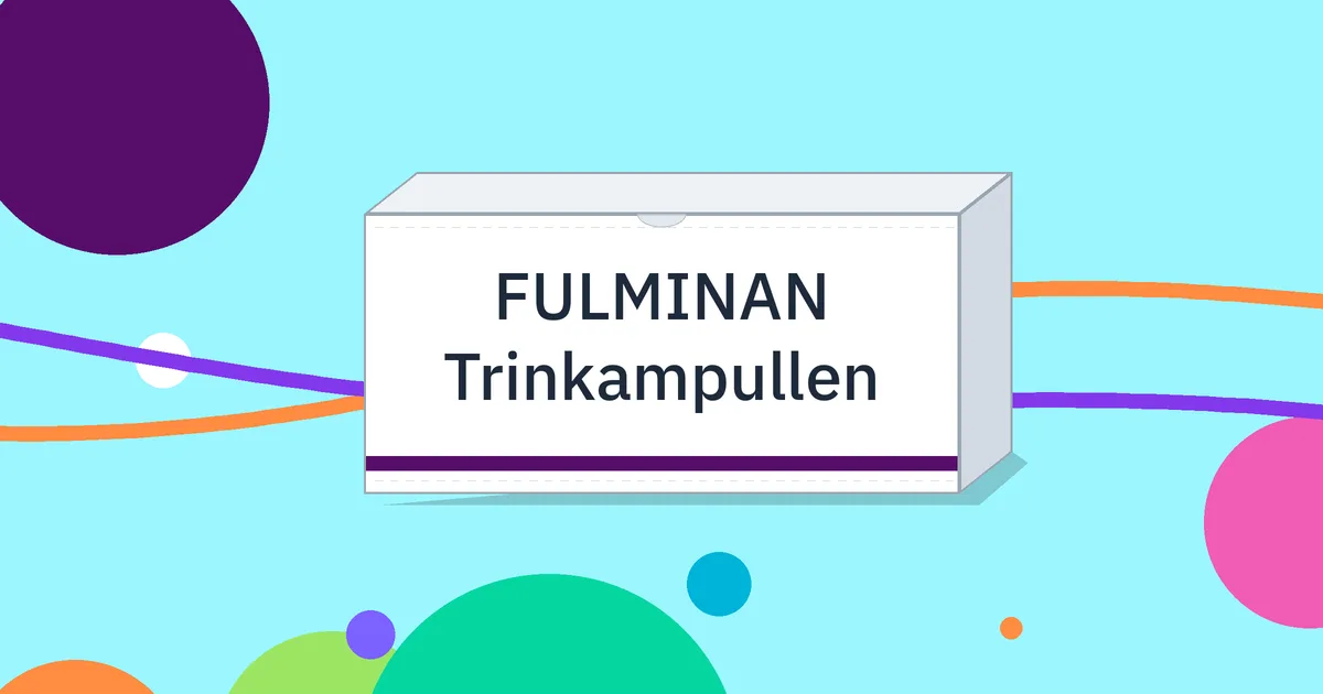 Symbolbild: Packung mit der Aufschrift FULMINAN Trinkampullen (PZN 13306108) – Verfügbarkeit und Bezug in Apotheken in Frankfurt am Main
