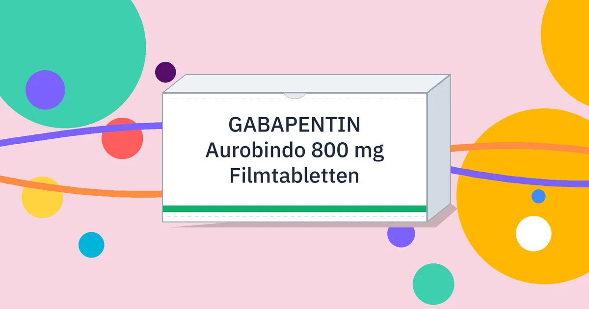 Symbolbild: Packung mit der Aufschrift GABAPENTIN Aurobindo 800 mg Filmtabletten (PZN 09478476) – Verfügbarkeit und Bezug in Apotheken in Frankfurt am Main