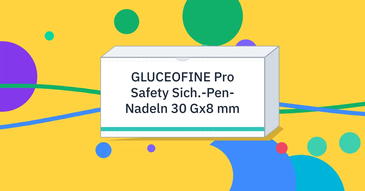 Symbolbild: Packung mit der Aufschrift GLUCEOFINE Pro Safety Sich.-Pen-Nadeln 30 Gx8 mm (PZN 20548852) – Verfügbarkeit und Bezug in Apotheken in Frankfurt am Main