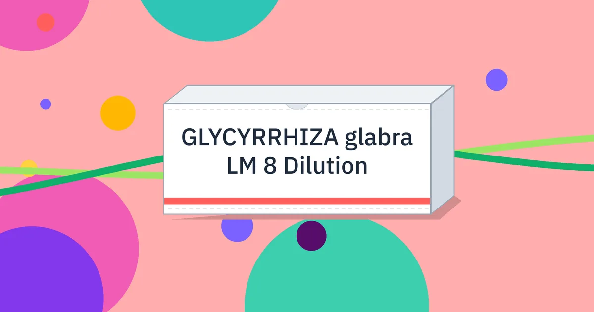 Symbolbild: Packung mit der Aufschrift GLYCYRRHIZA glabra LM 8 Dilution (PZN 12880779) – Verfügbarkeit und Bezug in Apotheken in Frankfurt am Main