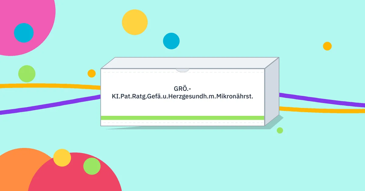 Symbolbild: Packung mit der Aufschrift GRÖ.-KI.Pat.Ratg.Gefä.u.Herzgesundh.m.Mikronährst. (PZN 15397204) – Verfügbarkeit und Bezug in Apotheken in Frankfurt am Main