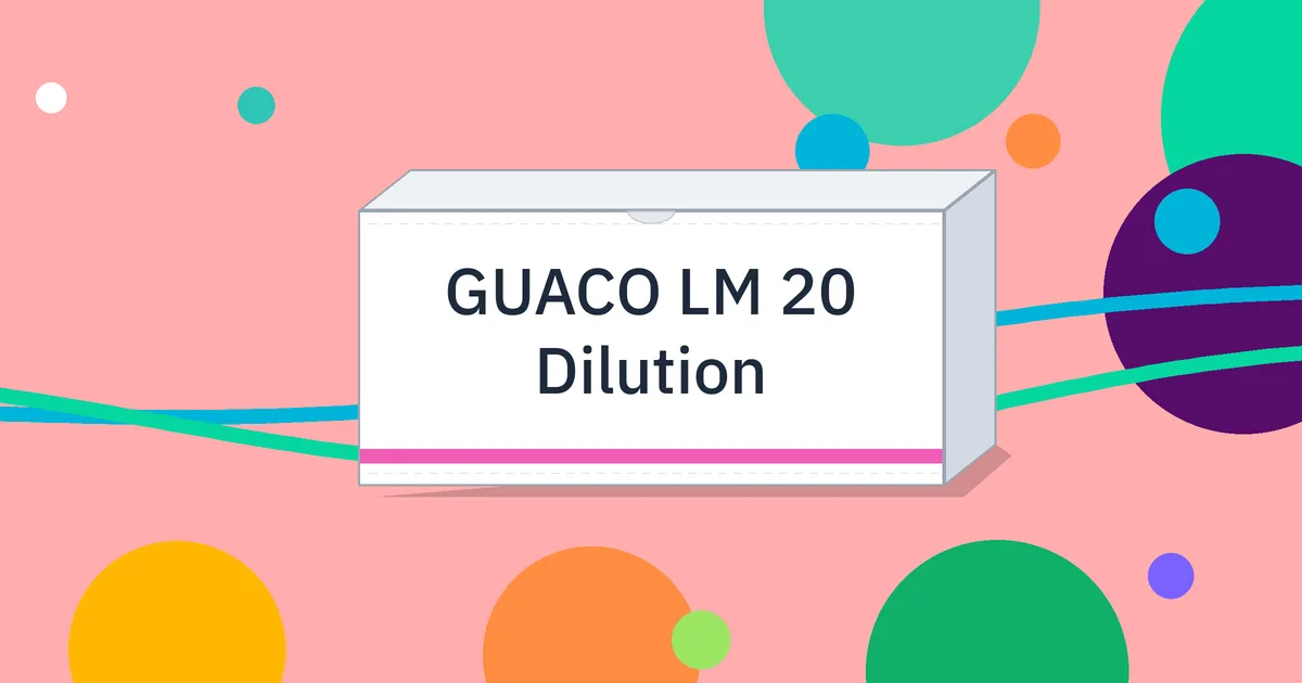 Symbolbild: Packung mit der Aufschrift GUACO LM 20 Dilution (PZN 13548047) – Verfügbarkeit und Bezug in Apotheken in Frankfurt am Main