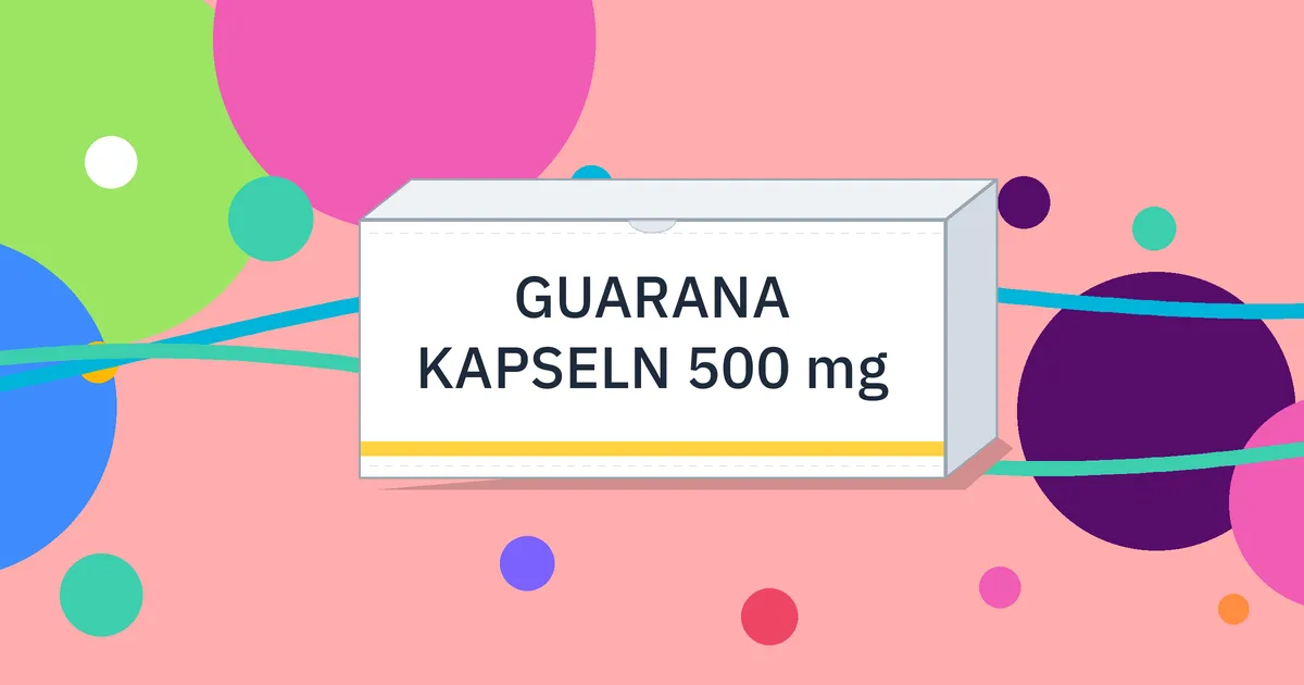 Symbolbild: Packung mit der Aufschrift GUARANA KAPSELN 500 mg (PZN 12543450) – Verfügbarkeit und Bezug in Apotheken in Frankfurt am Main