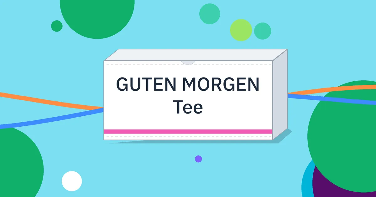 Symbolbild: Packung mit der Aufschrift GUTEN MORGEN Tee (PZN 19214086) – Verfügbarkeit und Bezug in Apotheken in Frankfurt am Main