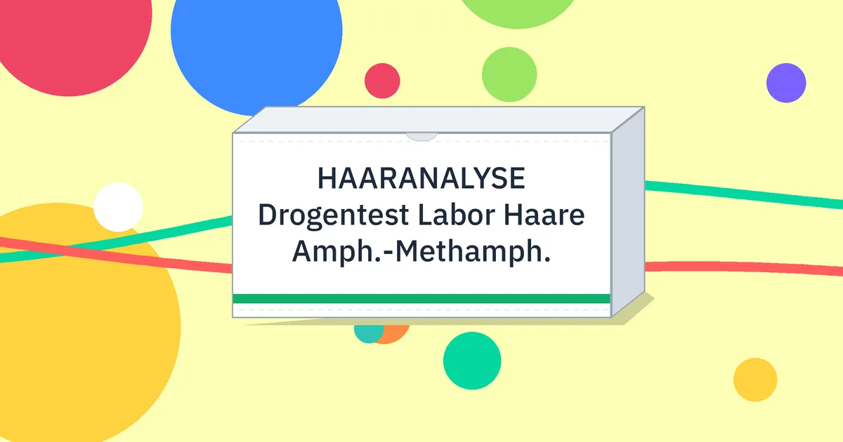 Symbolbild: Packung mit der Aufschrift HAARANALYSE Drogentest Labor Haare Amph.-Methamph. (PZN 18803047) – Verfügbarkeit und Bezug in Apotheken in Frankfurt am Main