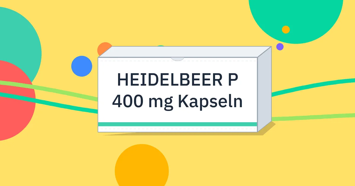 Symbolbild: Packung mit der Aufschrift HEIDELBEER P 400 mg Kapseln (PZN 02454863) – Verfügbarkeit und Bezug in Apotheken in Frankfurt am Main