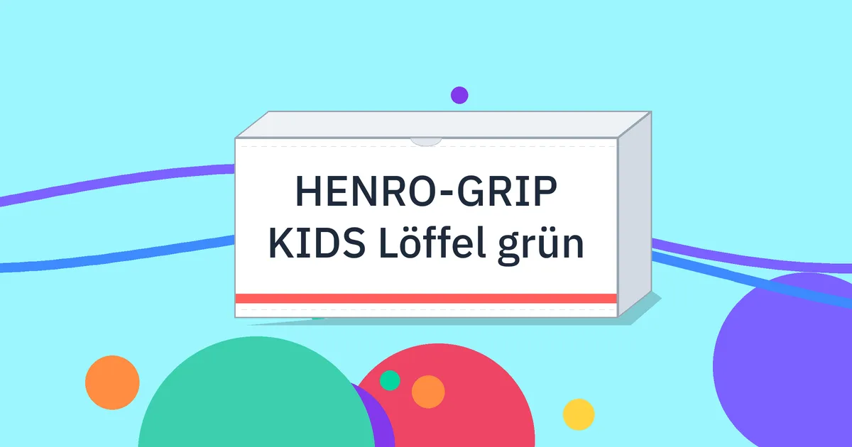 Symbolbild: Packung mit der Aufschrift HENRO-GRIP KIDS Löffel grün (PZN 14300177) – Verfügbarkeit und Bezug in Apotheken in Frankfurt am Main