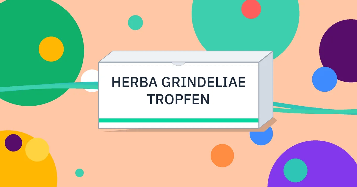 Symbolbild: Packung mit der Aufschrift HERBA GRINDELIAE TROPFEN (PZN 14128726) – Verfügbarkeit und Bezug in Apotheken in Frankfurt am Main
