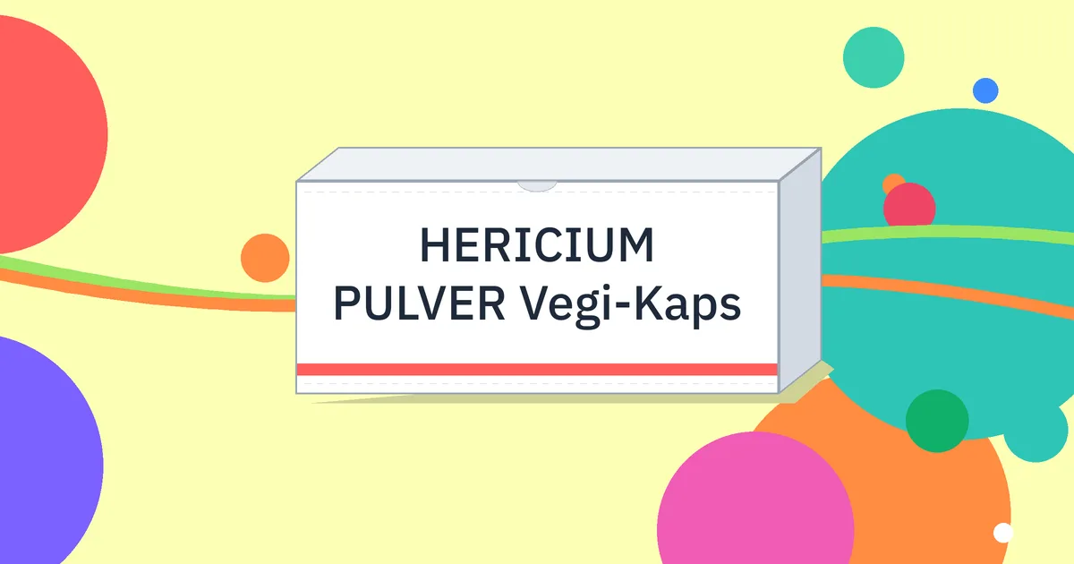 Symbolbild: Packung mit der Aufschrift HERICIUM PULVER Vegi-Kaps (PZN 06432657) – Verfügbarkeit und Bezug in Apotheken in Frankfurt am Main