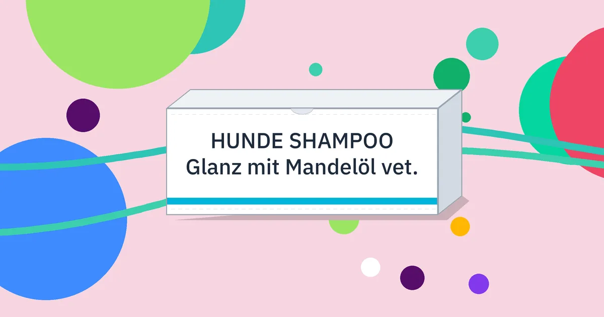 Symbolbild: Packung mit der Aufschrift HUNDE SHAMPOO Glanz mit Mandelöl vet. (PZN 13651822) – Verfügbarkeit und Bezug in Apotheken in Frankfurt am Main