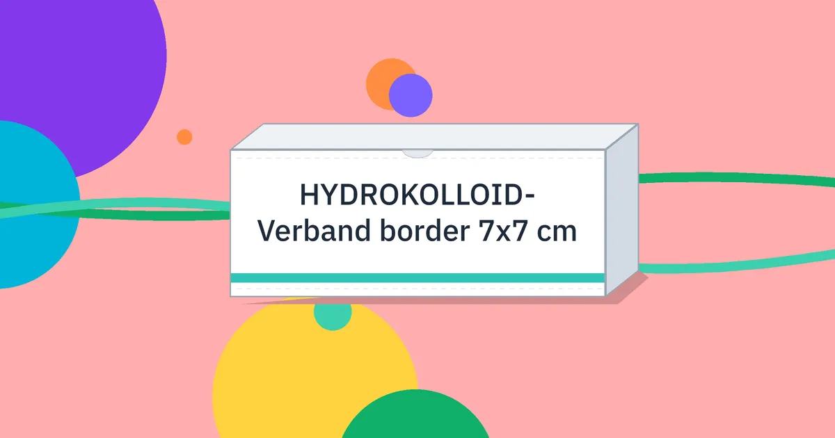 Symbolbild: Packung mit der Aufschrift HYDROKOLLOID-Verband border 7x7 cm (PZN 18714585) – Verfügbarkeit und Bezug in Apotheken in Frankfurt am Main