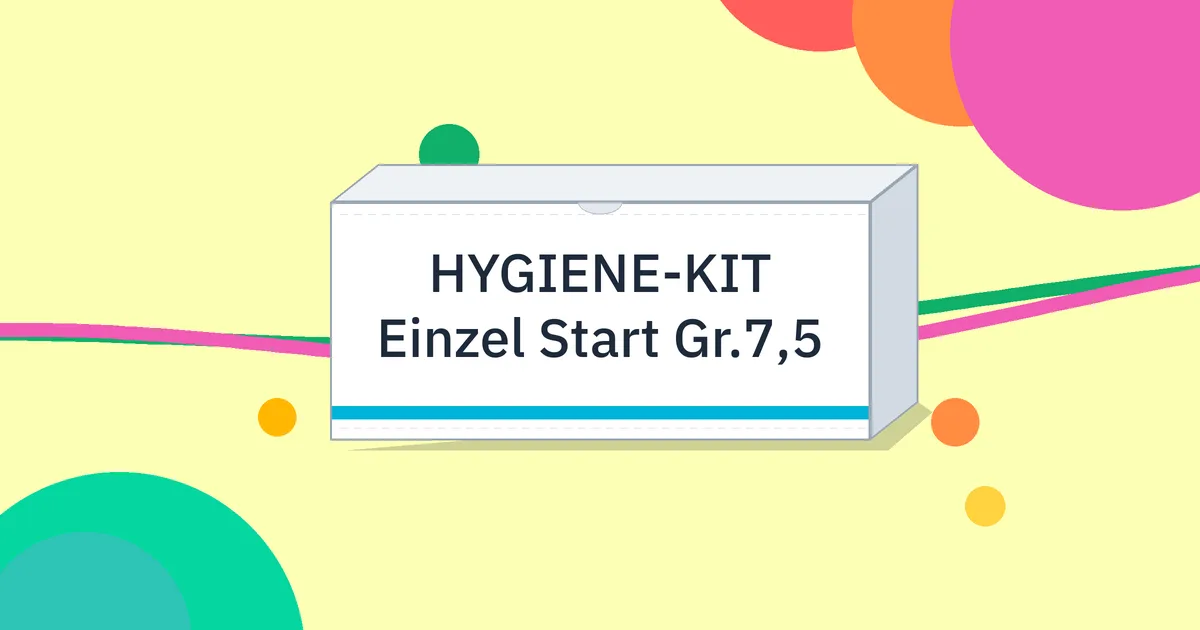 Symbolbild: Packung mit der Aufschrift HYGIENE-KIT Einzel Start Gr.7,5 (PZN 17443411) – Verfügbarkeit und Bezug in Apotheken in Frankfurt am Main