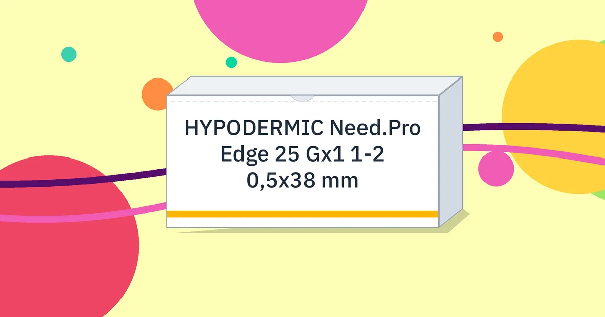 Symbolbild: Packung mit der Aufschrift HYPODERMIC Need.Pro Edge 25 Gx1 1-2 0,5x38 mm (PZN 10789081) – Verfügbarkeit und Bezug in Apotheken in Frankfurt am Main