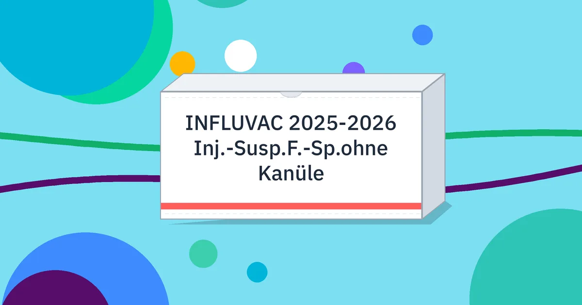 Symbolbild: Packung mit der Aufschrift INFLUVAC 2025-2026 Inj.-Susp.F.-Sp.ohne Kanüle (PZN 19725674) – Verfügbarkeit und Bezug in Apotheken in Frankfurt am Main