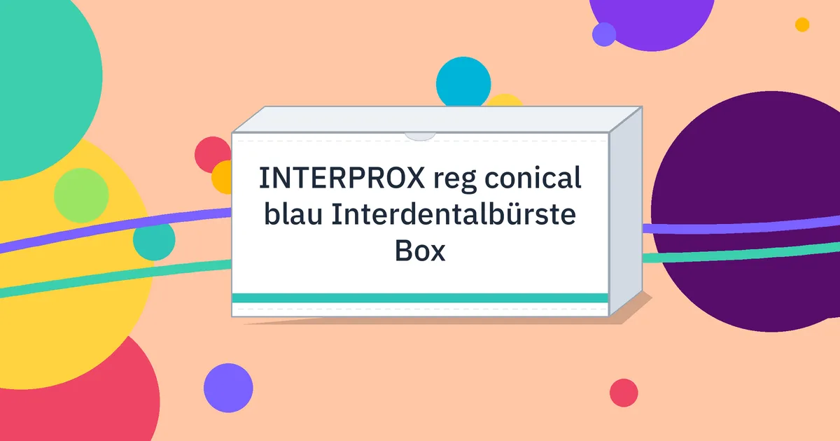 Symbolbild: Packung mit der Aufschrift INTERPROX reg conical blau Interdentalbürste Box (PZN 09684945) – Verfügbarkeit und Bezug in Apotheken in Frankfurt am Main