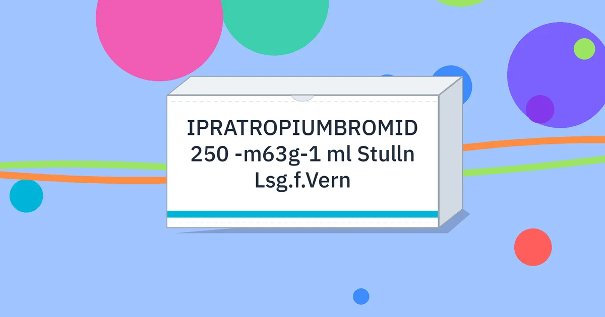 Symbolbild: Packung mit der Aufschrift IPRATROPIUMBROMID 250 -m63g-1 ml Stulln Lsg.f.Vern (PZN 11509830) – Verfügbarkeit und Bezug in Apotheken in Frankfurt am Main