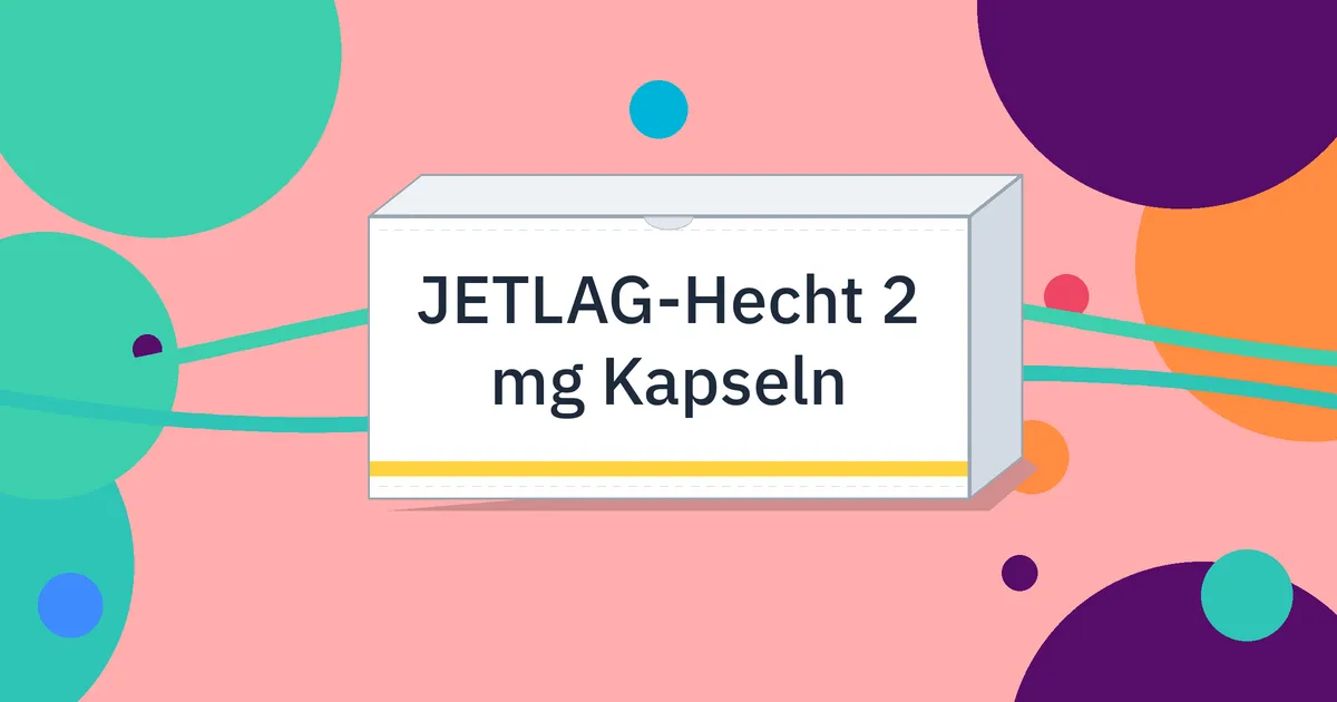 Symbolbild: Packung mit der Aufschrift JETLAG-Hecht 2 mg Kapseln (PZN 08882413) – Verfügbarkeit und Bezug in Apotheken in Frankfurt am Main