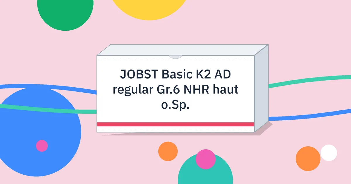 Symbolbild: Packung mit der Aufschrift JOBST Basic K2 AD regular Gr.6 NHR haut o.Sp. (PZN 15312509) – Verfügbarkeit und Bezug in Apotheken in Frankfurt am Main