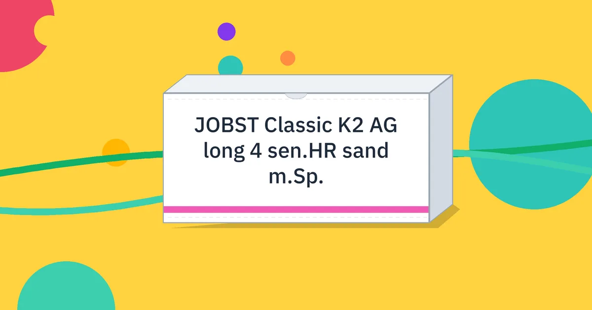 Symbolbild: Packung mit der Aufschrift JOBST Classic K2 AG long 4 sen.HR sand m.Sp. (PZN 17959184) – Verfügbarkeit und Bezug in Apotheken in Frankfurt am Main
