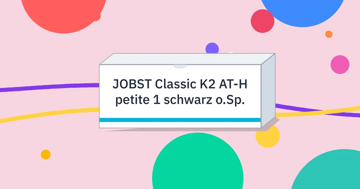 Symbolbild: Packung mit der Aufschrift JOBST Classic K2 AT-H petite 1 schwarz o.Sp. (PZN 13067744) – Verfügbarkeit und Bezug in Apotheken in Frankfurt am Main