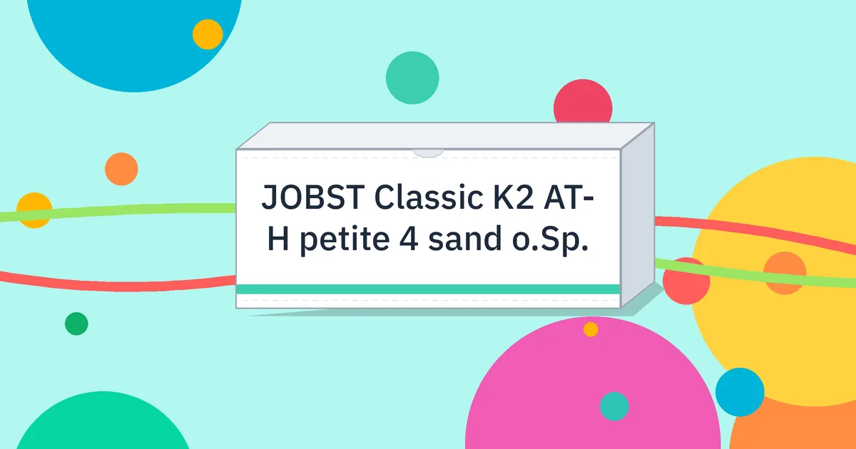 Symbolbild: Packung mit der Aufschrift JOBST Classic K2 AT-H petite 4 sand o.Sp. (PZN 10728808) – Verfügbarkeit und Bezug in Apotheken in Frankfurt am Main