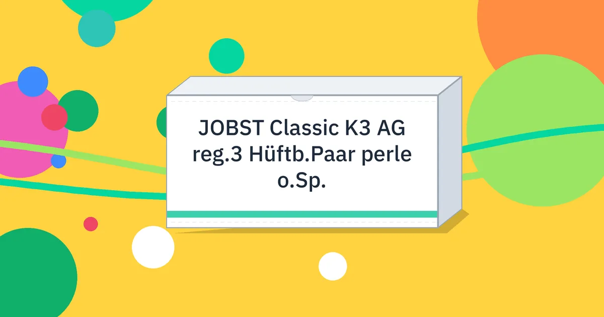 Symbolbild: Packung mit der Aufschrift JOBST Classic K3 AG reg.3 Hüftb.Paar perle o.Sp. (PZN 13076022) – Verfügbarkeit und Bezug in Apotheken in Frankfurt am Main