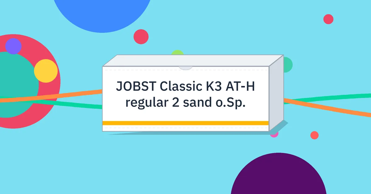 Symbolbild: Packung mit der Aufschrift JOBST Classic K3 AT-H regular 2 sand o.Sp. (PZN 13077820) – Verfügbarkeit und Bezug in Apotheken in Frankfurt am Main