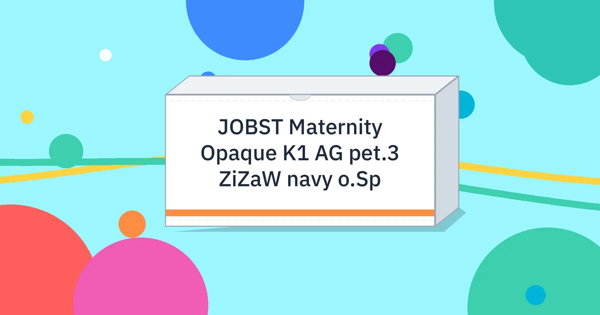 Symbolbild: Packung mit der Aufschrift JOBST Maternity Opaque K1 AG pet.3 ZiZaW navy o.Sp (PZN 15859751) – Verfügbarkeit und Bezug in Apotheken in Frankfurt am Main