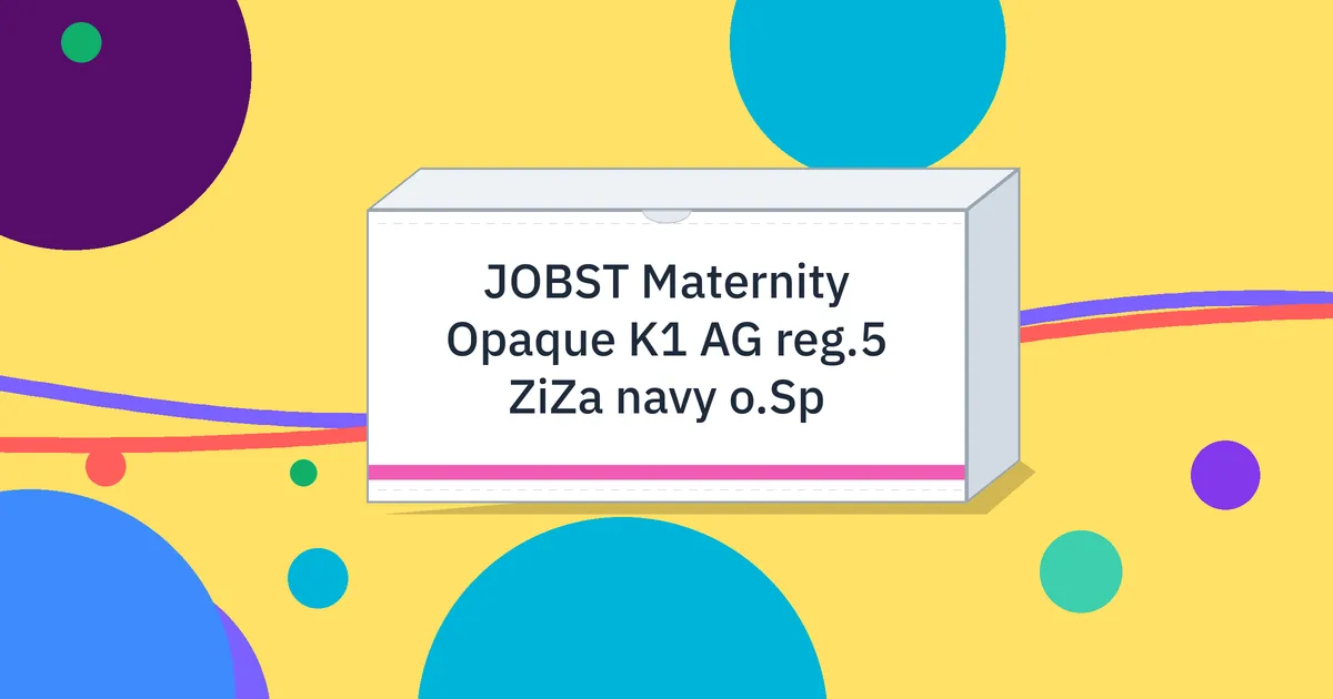Symbolbild: Packung mit der Aufschrift JOBST Maternity Opaque K1 AG reg.5 ZiZa navy o.Sp (PZN 15859283) – Verfügbarkeit und Bezug in Apotheken in Frankfurt am Main