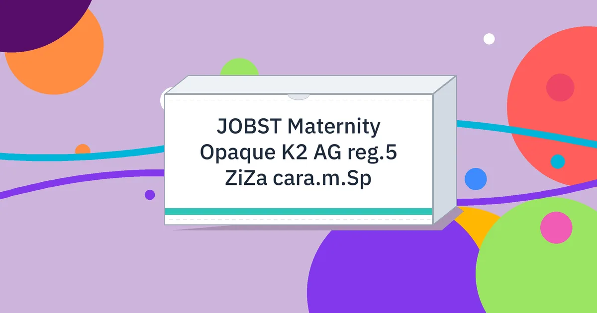 Symbolbild: Packung mit der Aufschrift JOBST Maternity Opaque K2 AG reg.5 ZiZa cara.m.Sp (PZN 15851198) – Verfügbarkeit und Bezug in Apotheken in Frankfurt am Main