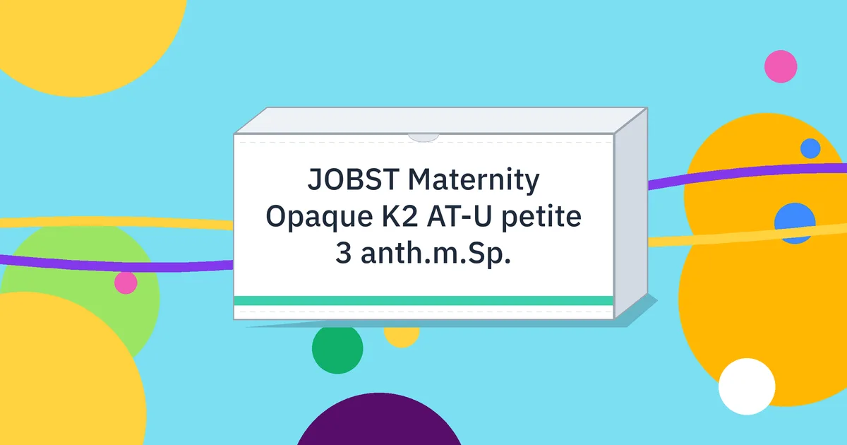 Symbolbild: Packung mit der Aufschrift JOBST Maternity Opaque K2 AT-U petite 3 anth.m.Sp. (PZN 15856557) – Verfügbarkeit und Bezug in Apotheken in Frankfurt am Main